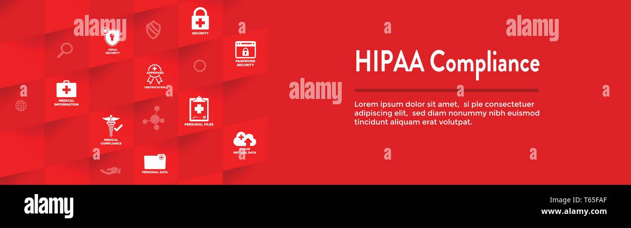 HIPAA Compliance Web Banner Header with Medical Icon Set and text Stock ...
