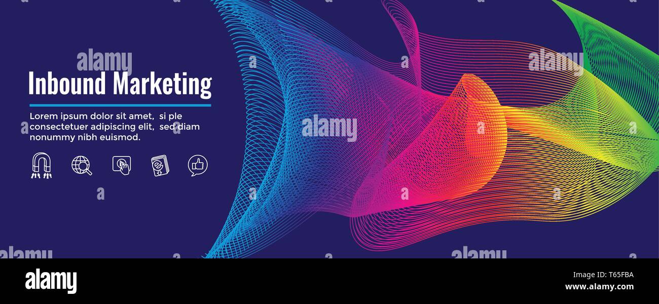 Digital Inbound Marketing Web Banner - Vector Icons with CTA, Growth ...