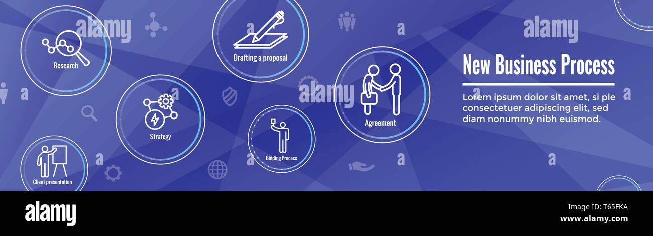 New Business Process Web Header Banner & Icon Set Stock Vector Image ...