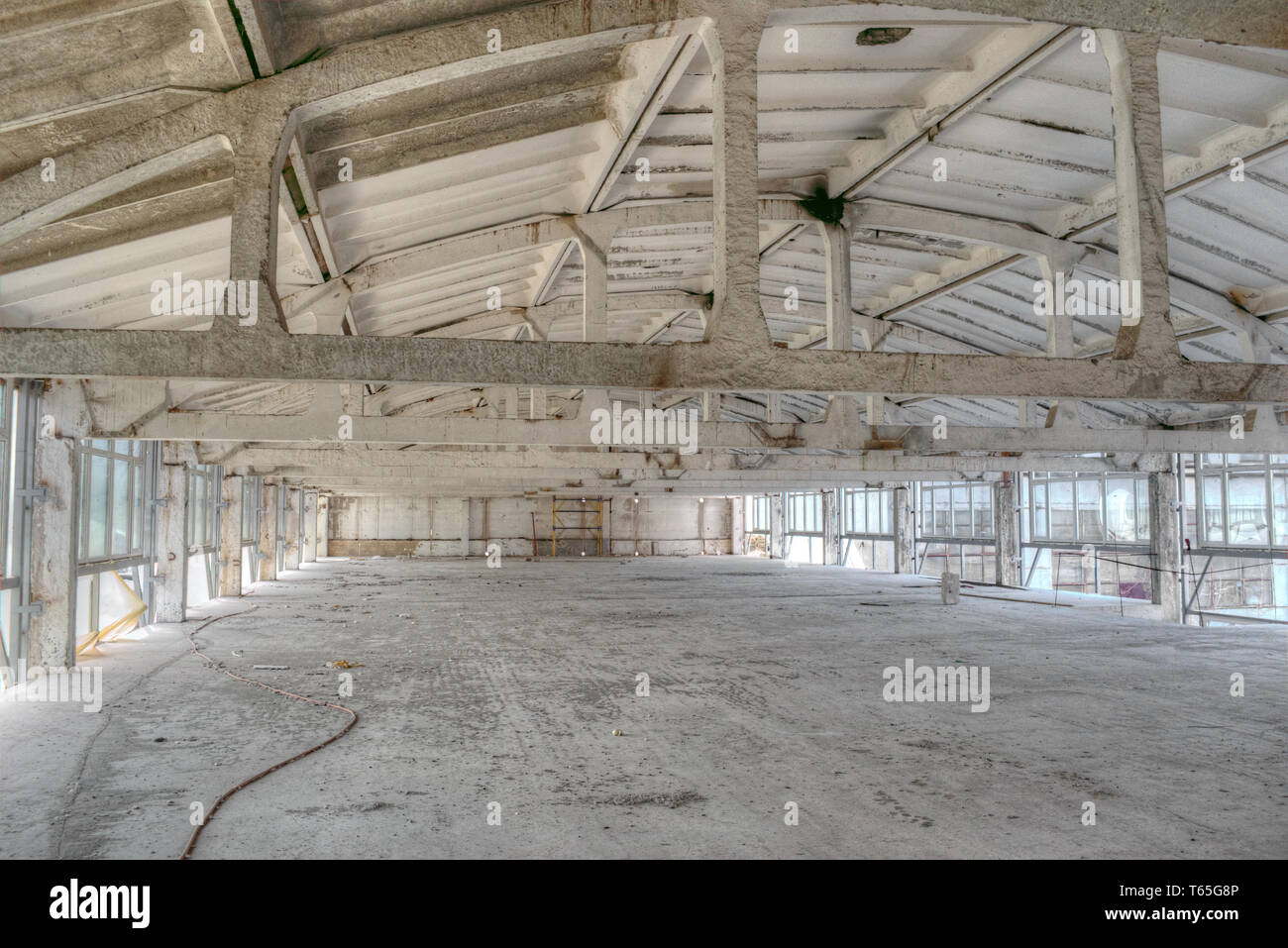 Abandoned industrial building during the reconstruction works interior ...