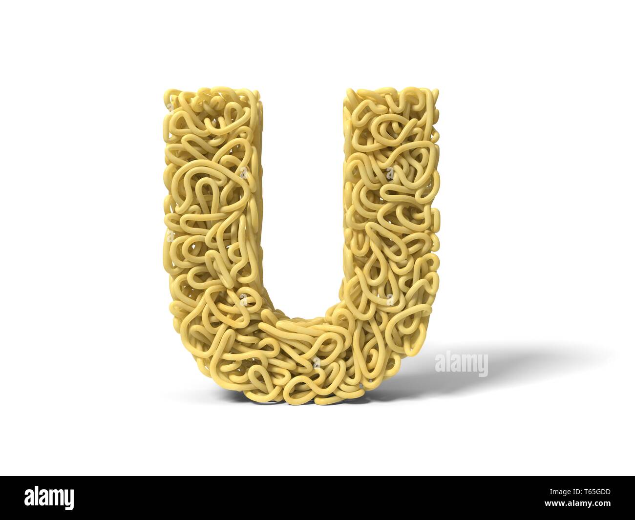 noodle in shape of U letter. curly spaghetti for cooking. 3d ...