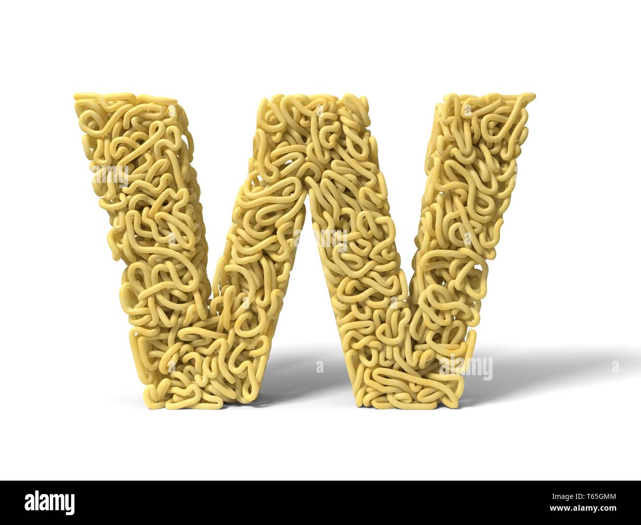 noodle in shape of W letter. curly spaghetti for cooking. 3d ...