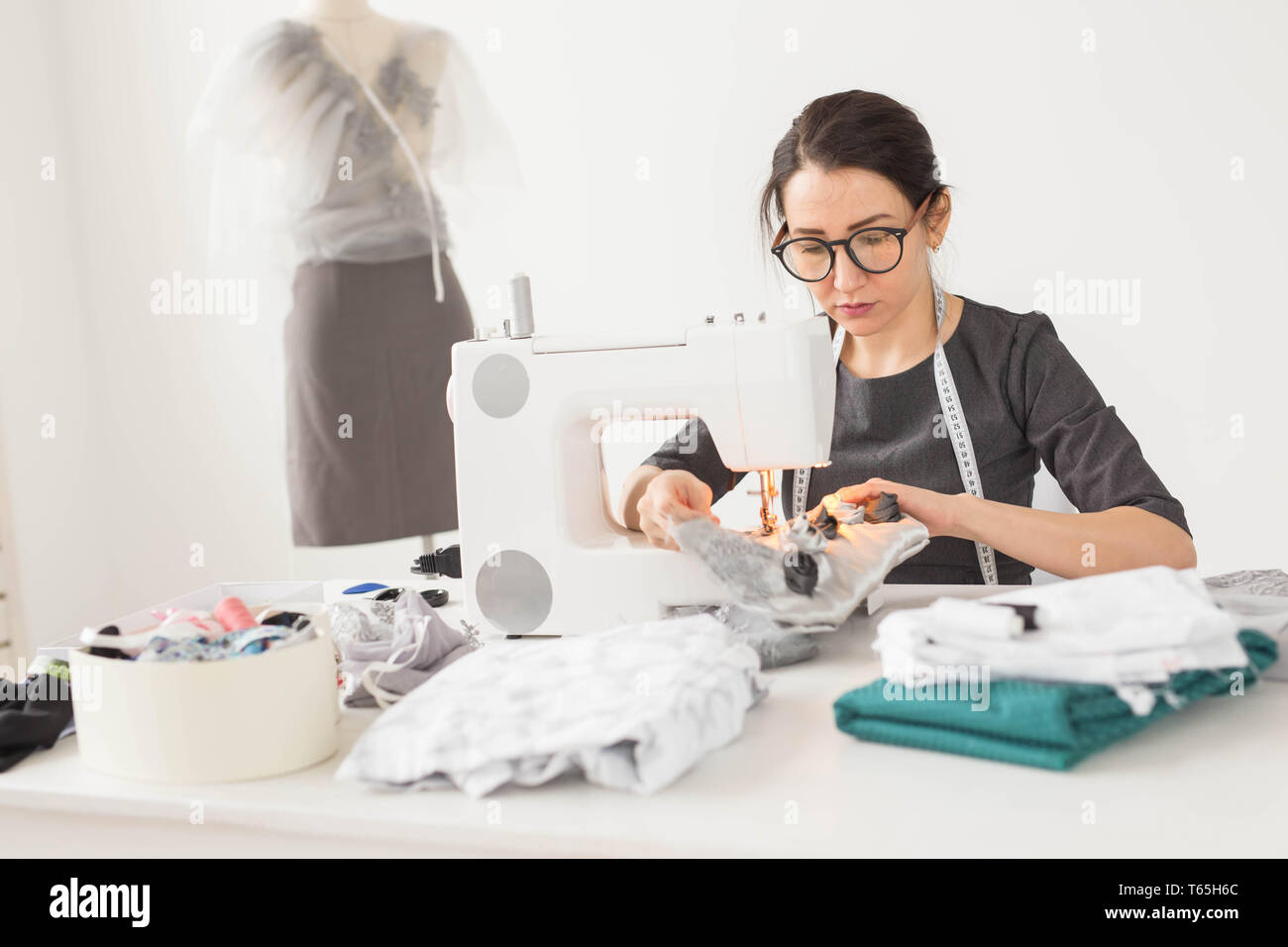 Dressmaker, tailor and creative concept - Portrait of fashion designer ...