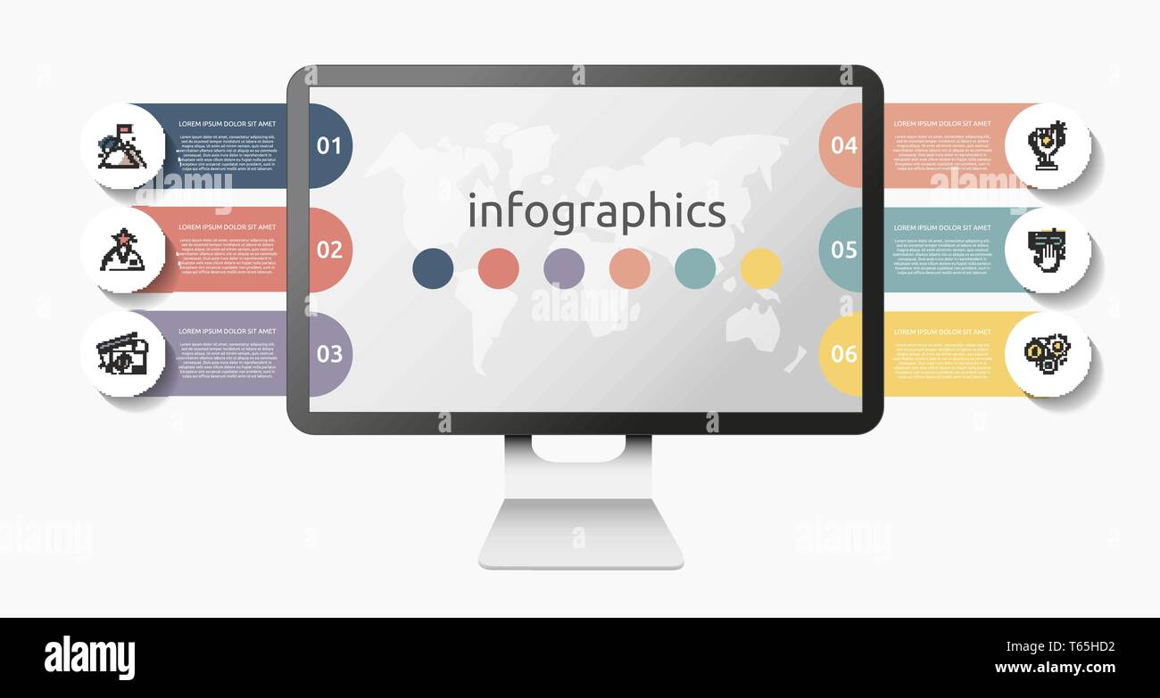 Modern vector concept monitor infographic. Display flat template ...