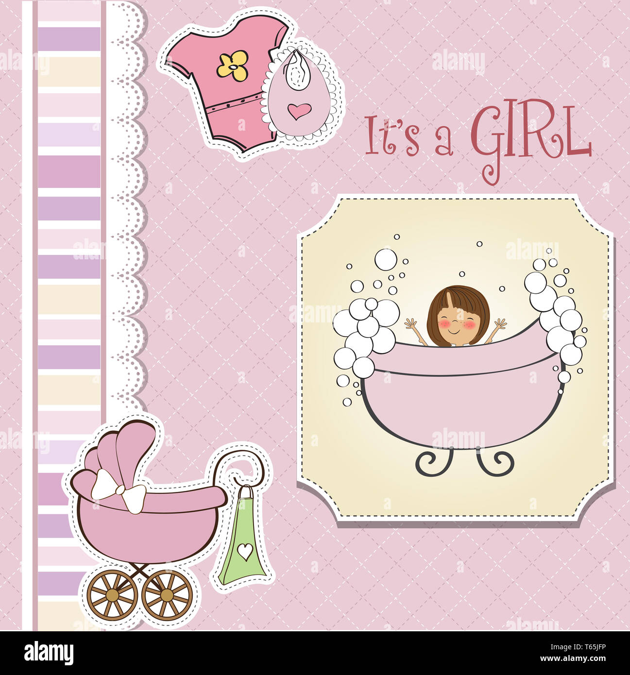 romantic baby girl shower card Stock Photo - Alamy