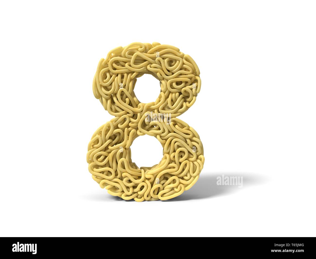 noodle in shape of number 8. curly spaghetti for cooking. 3d ...
