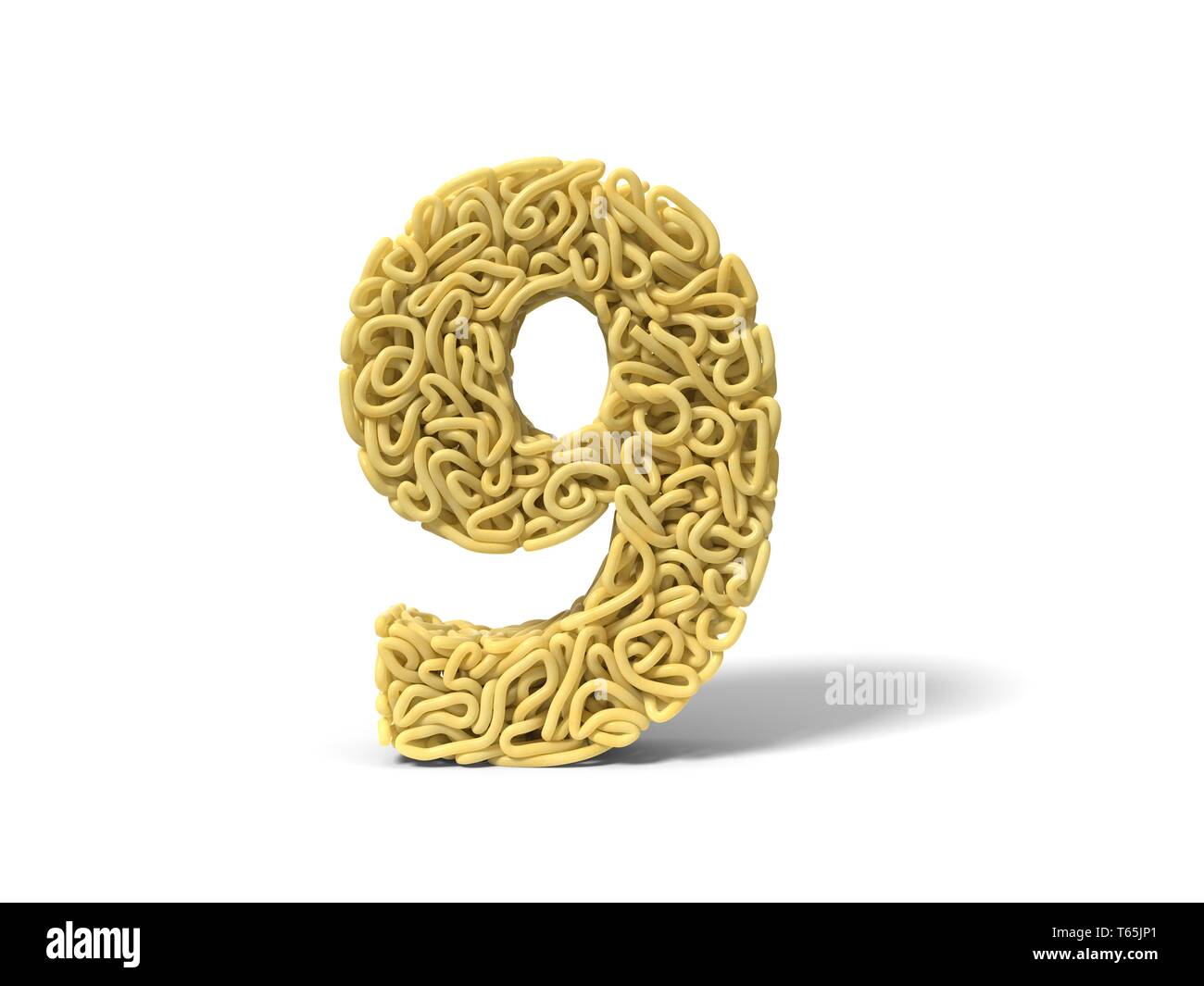 noodle in shape of number 8. curly spaghetti for cooking. 3d ...