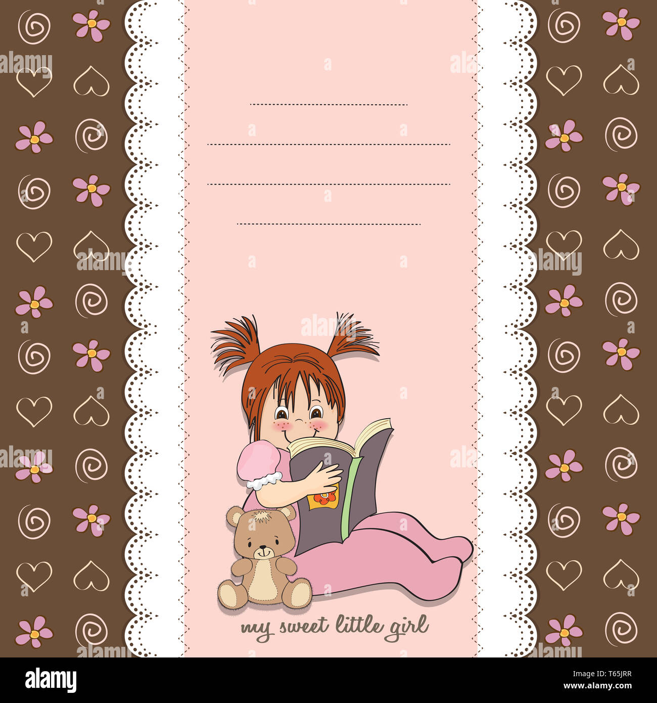 sweet little girl reading a book Stock Photo - Alamy