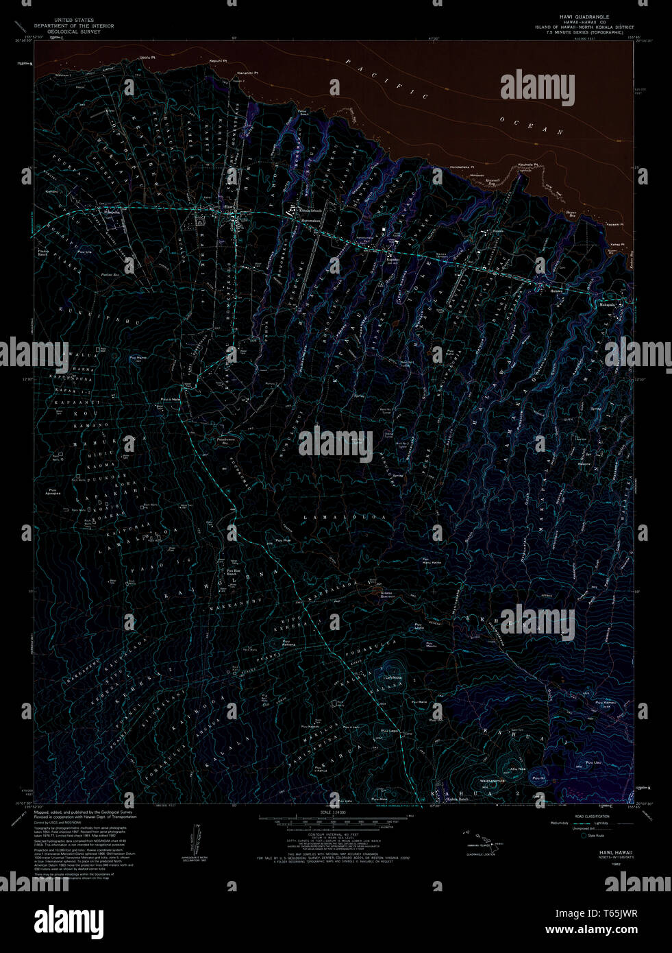 USGS TOPO Map Hawaii HI Hawi 349273 1982 24000 Inverted Restoration ...