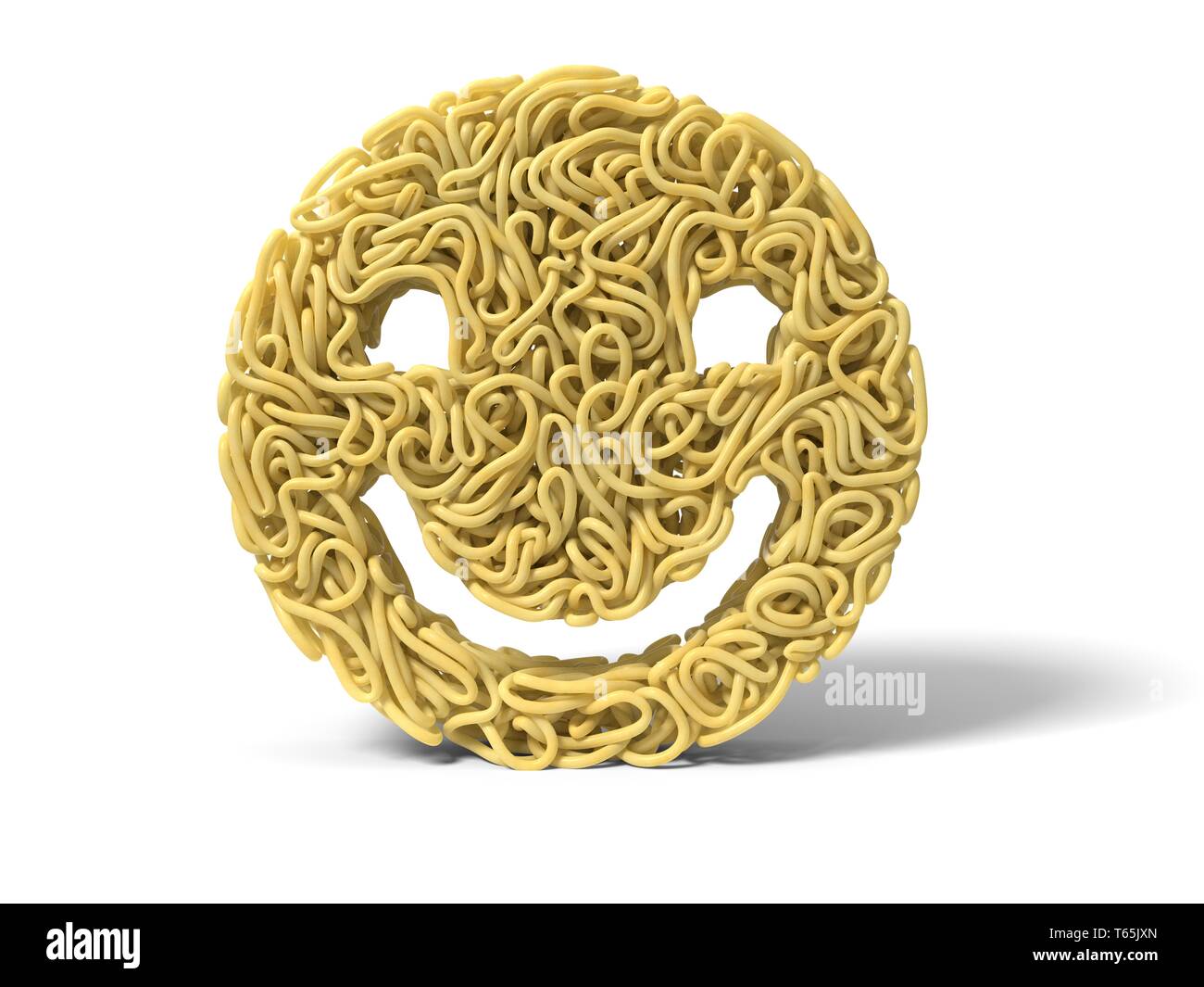 noodle in shape of smiley face. curly spaghetti for cooking. 3d ...