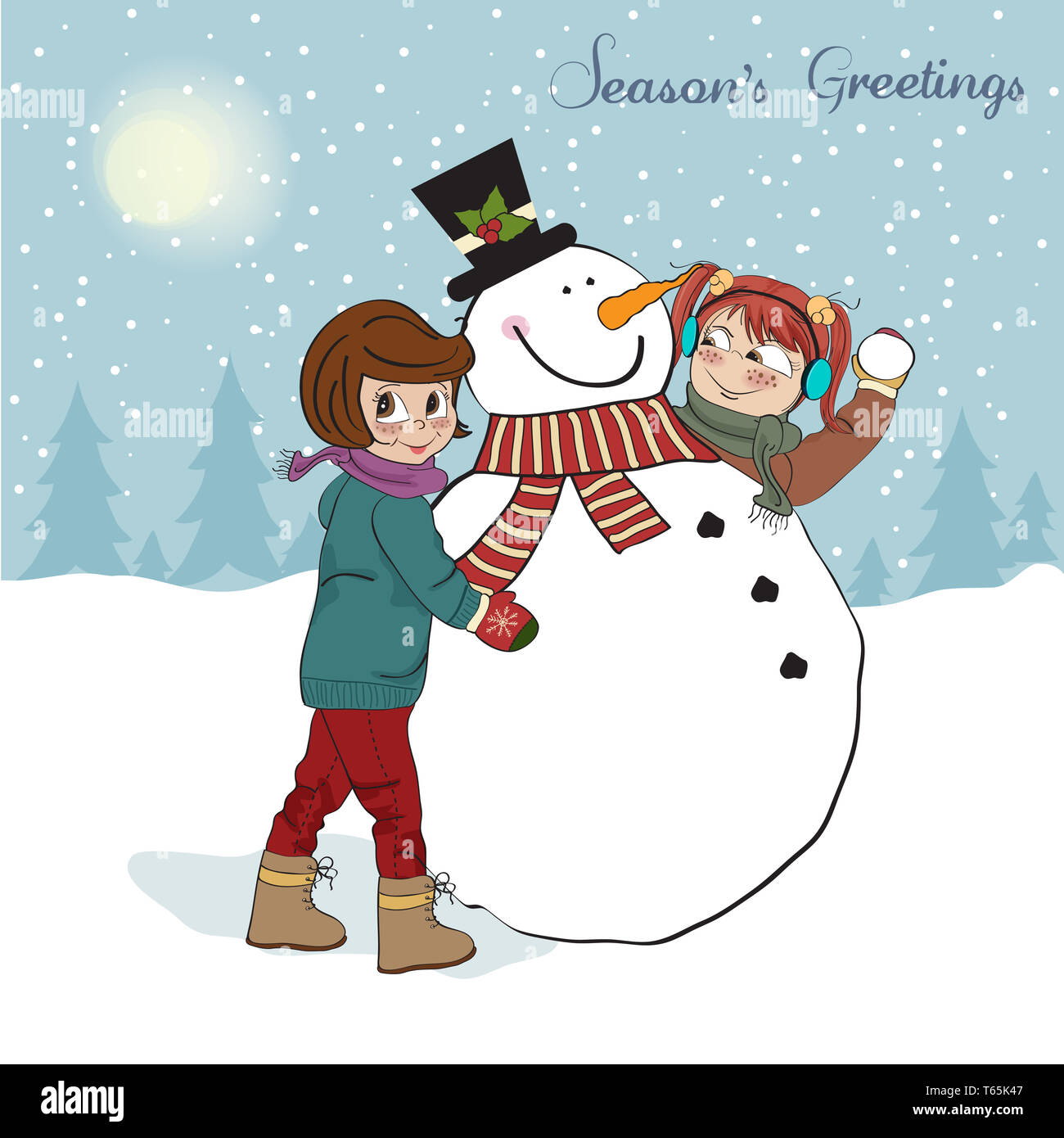 Building A Snowman Clipart