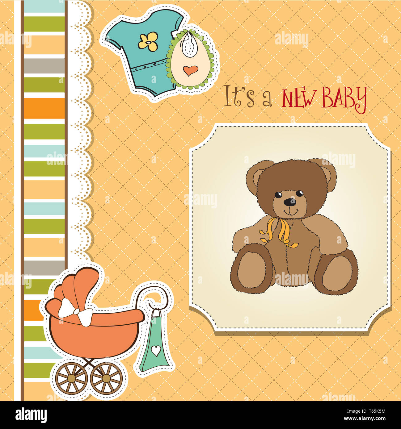 baby shower card with teddy bear toy Stock Photo - Alamy