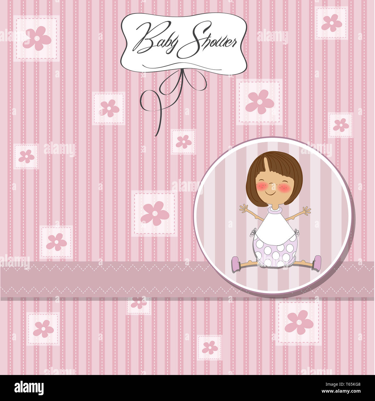 new baby girl announcement card with little girl Stock Photo - Alamy