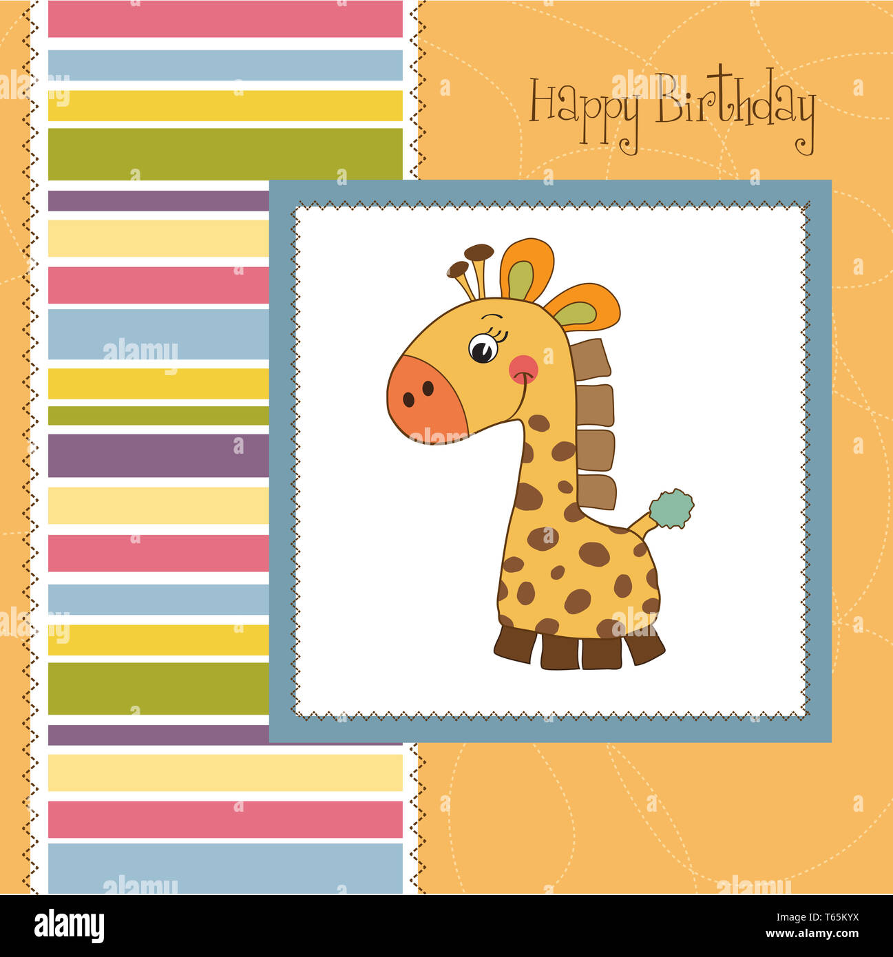 birthday card with giraffe toy Stock Photo - Alamy