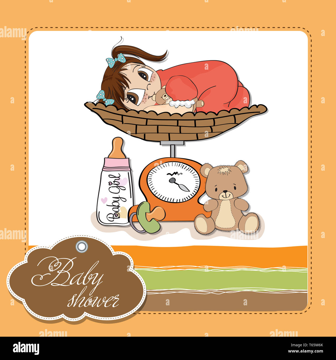 Beautiful baby girl on on weighing scale Stock Photo - Alamy