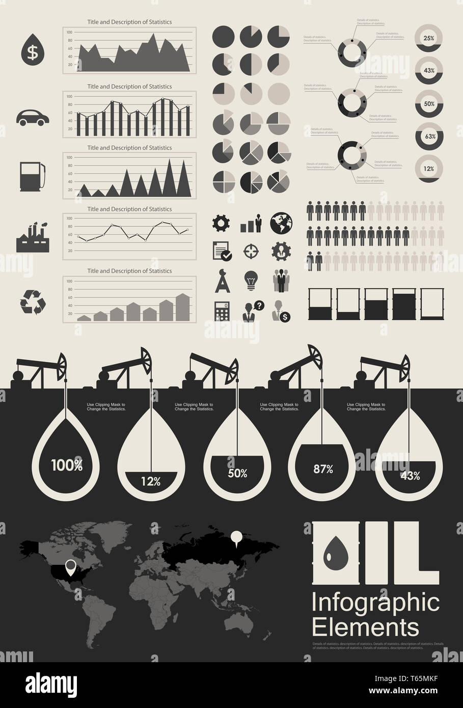 Oil Industry Infographic Elements Stock Photo - Alamy
