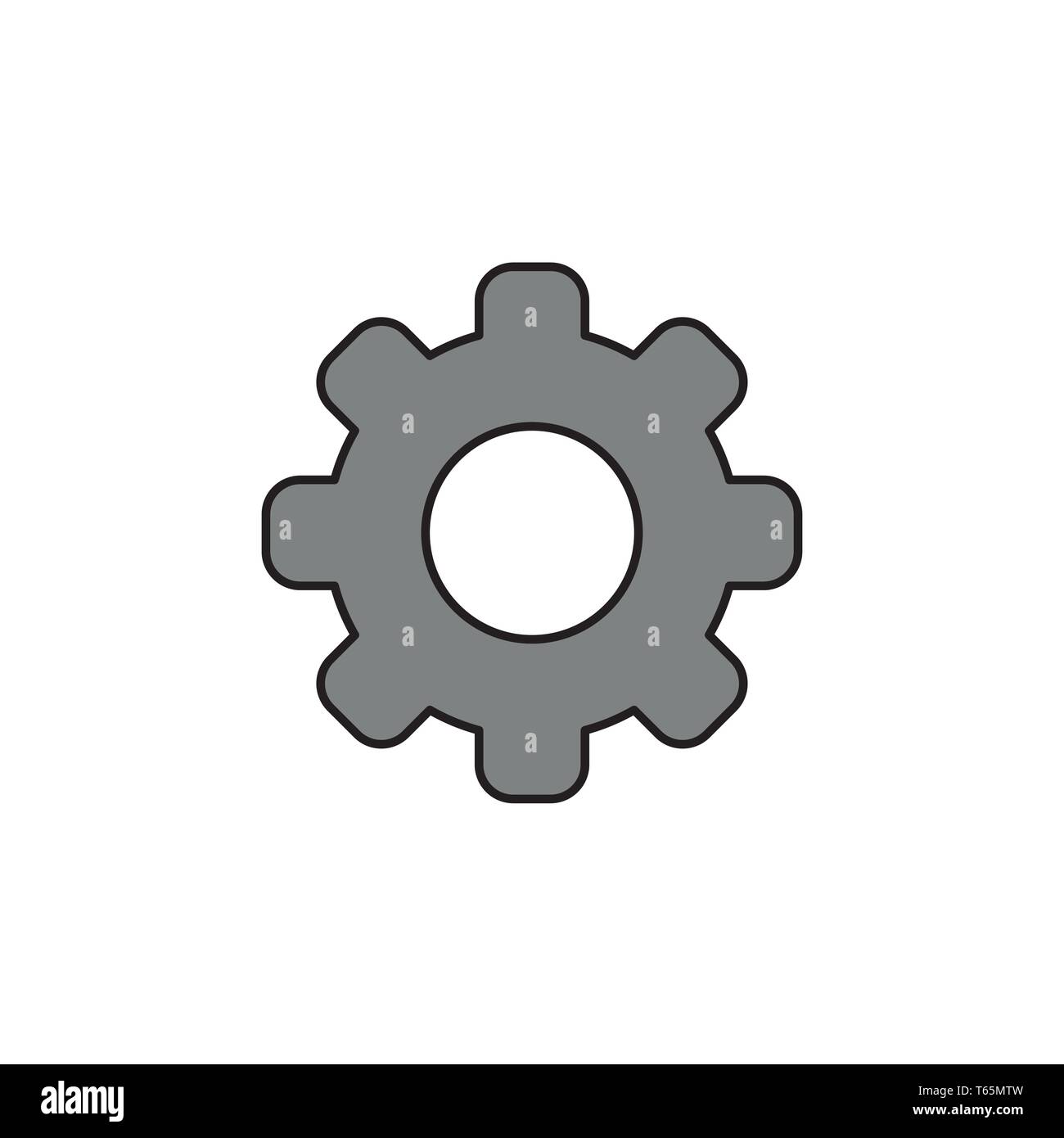 Vector icon of grey gear. Black outlines and colored Stock Vector Image ...