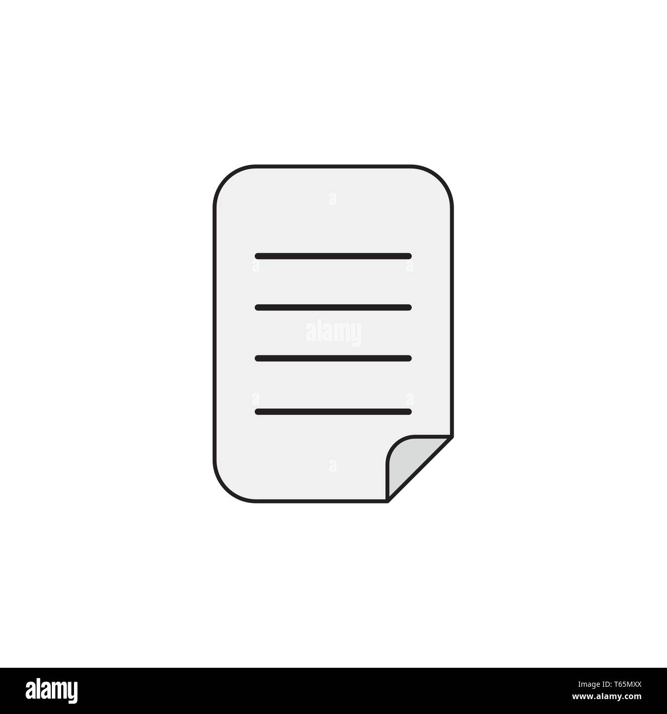 Vector icon of written paper. Black outlines and colored Stock Vector ...