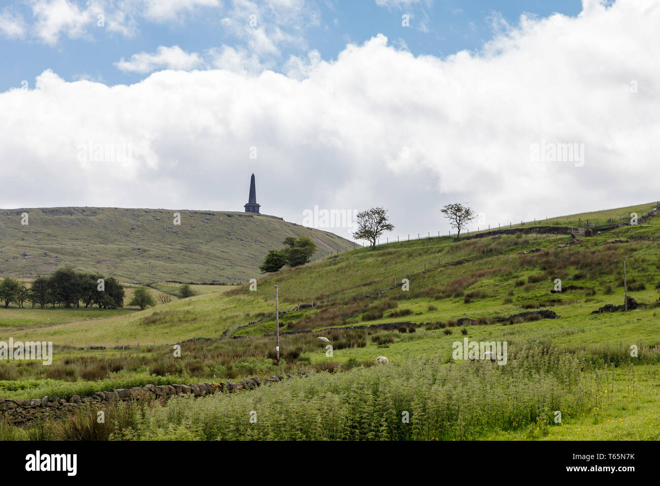 Stoodley Pike Monument on top of Stoodley Pike, a hill in the South ...