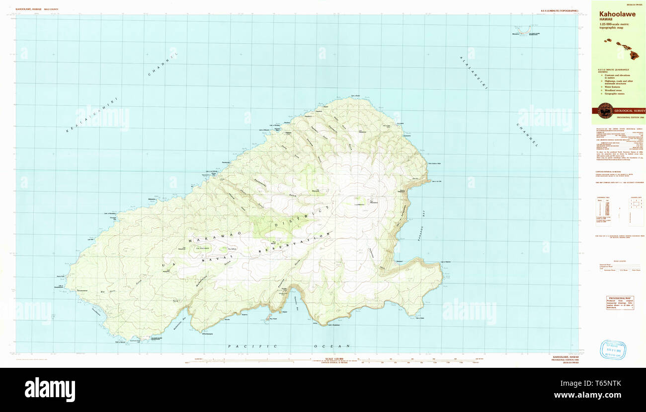 USGS TOPO Map Hawaii HI Kahoolawe 349810 1984 25000 Restoration Stock ...
