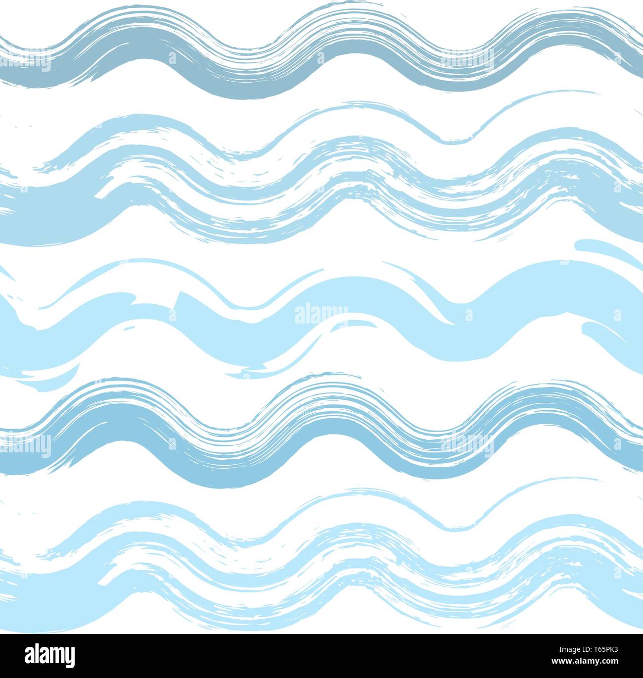 Seamless pattern of hand-drawn waves. Vector template for your ...