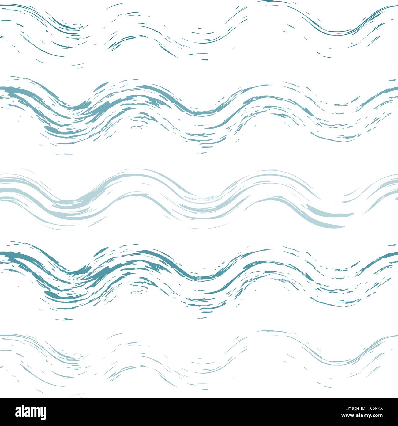 Seamless pattern of hand-drawn waves. Vector template for your ...