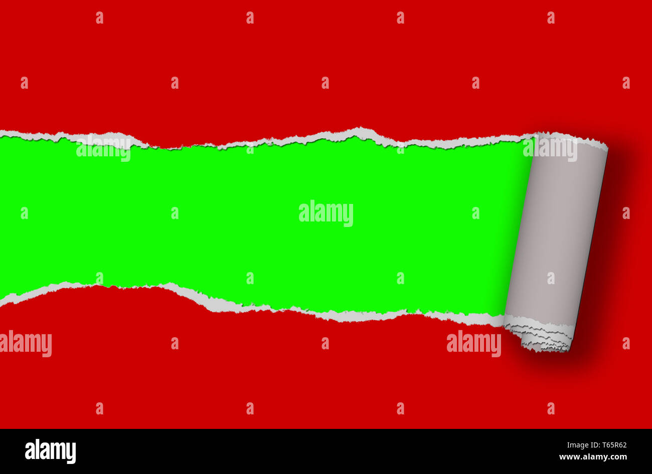 ripped paper - red ripped paper with green screen place for your text ...