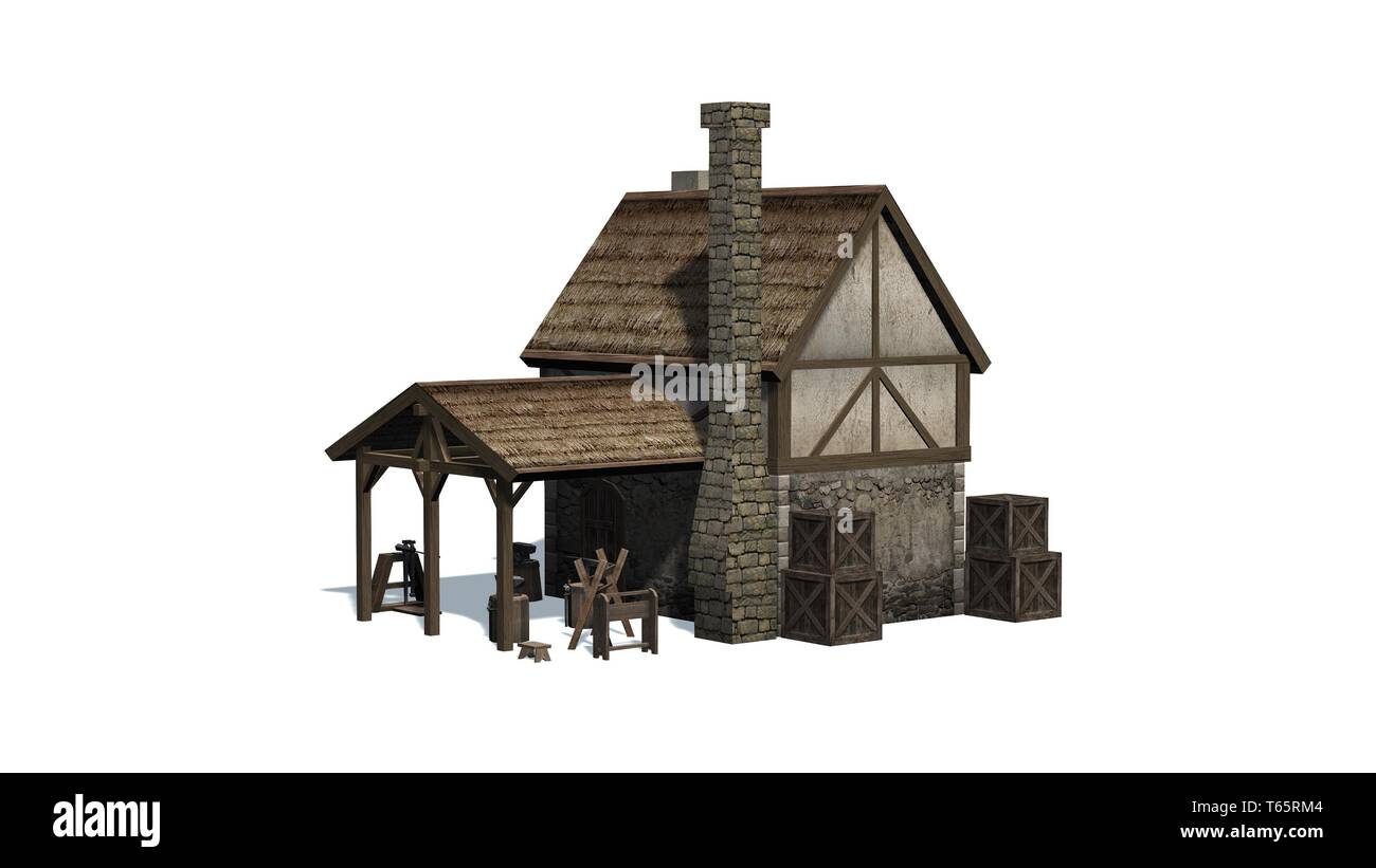 medieval forge - isolated on white background Stock Photo - Alamy