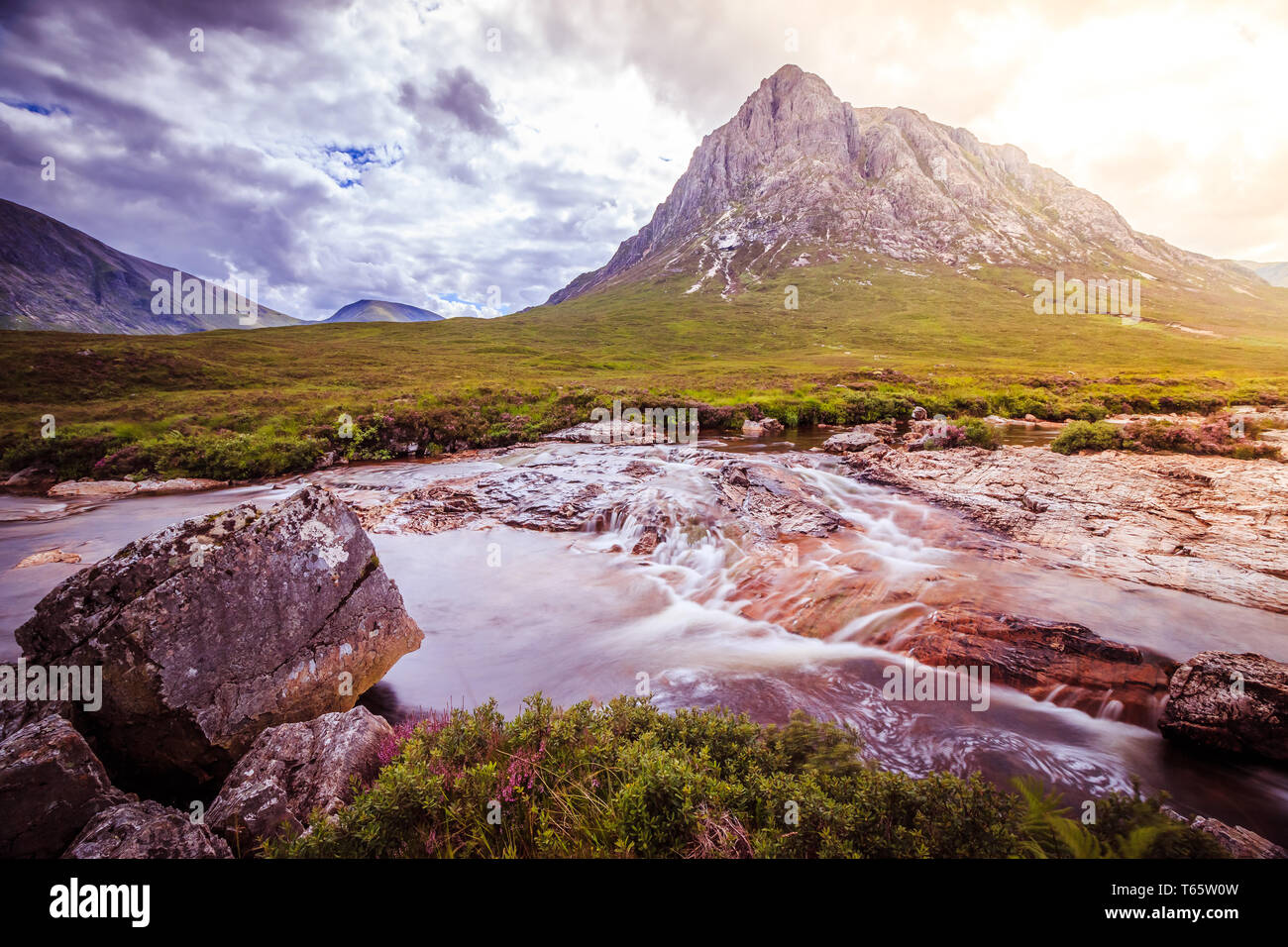 Mystic river mountain landscape scenery in Scotland. Glen Coe, Scottish ...