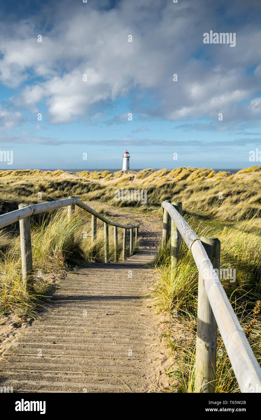 The slightly leaning Talacre Lighthouse and beach near Prestatyn on the ...