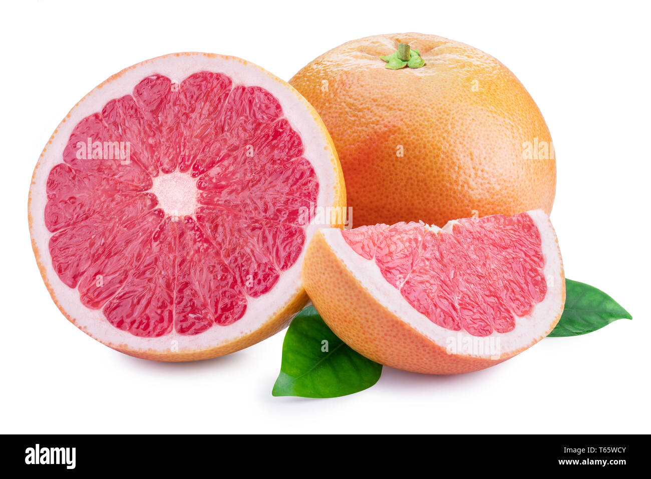 Grapefruit and grapefruit slices isolated on white background. File ...