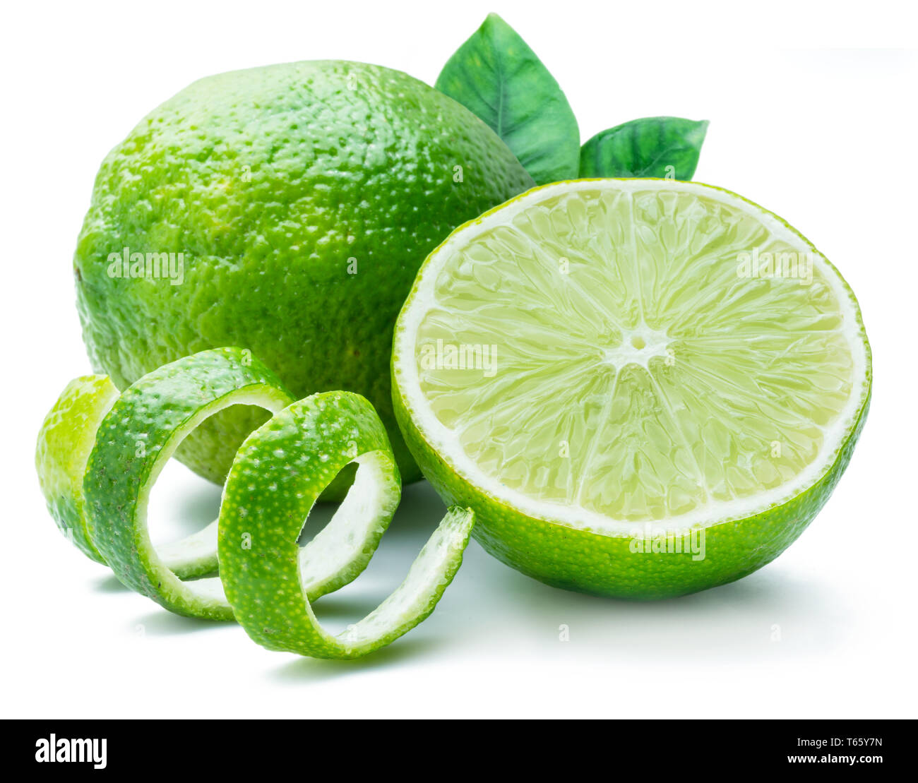 Ripe lime fruits on the white background Stock Photo - Alamy
