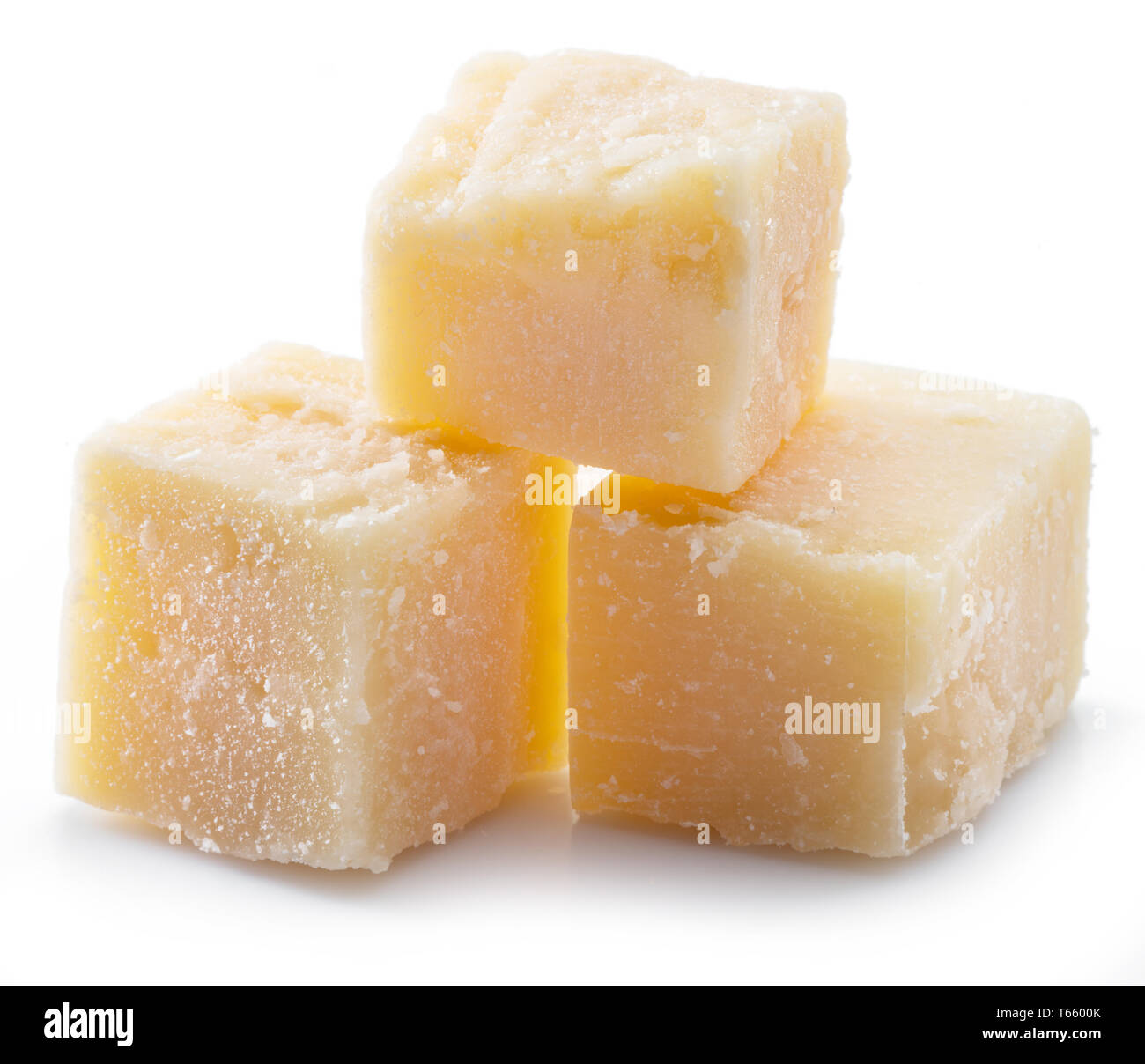 Parmesan cheese cubes isolated on white background Stock Photo - Alamy