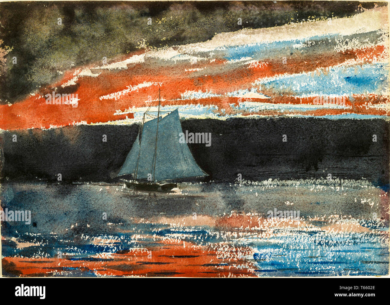 Winslow Homer, Schooner at Sunset, painting, 1880 Stock Photo - Alamy