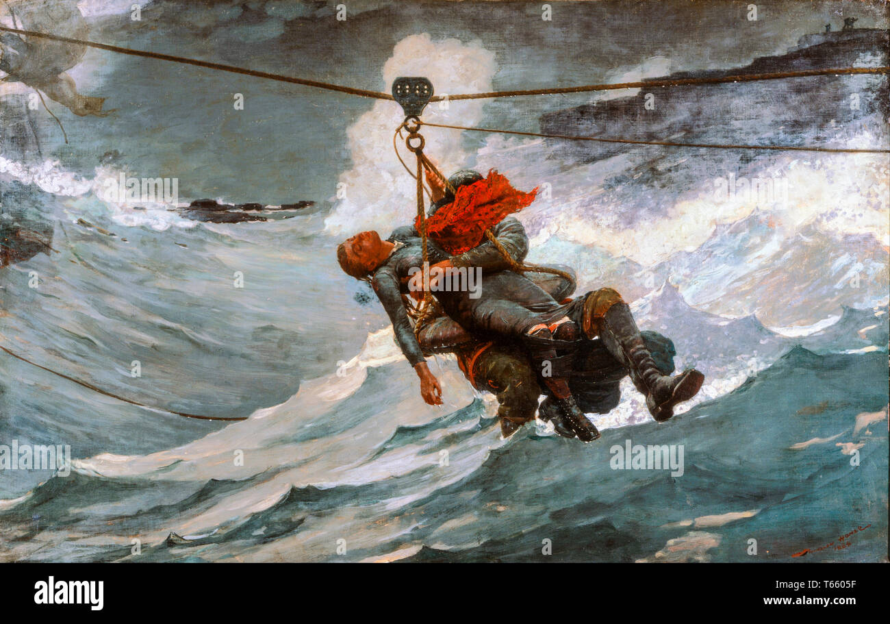 Winslow Homer, The Life Line, painting, 1884 Stock Photo - Alamy