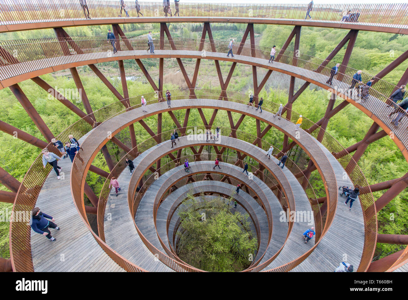 Denmark, Haslev - April 28, 2019. The 45 meter high spectacular spiral ...