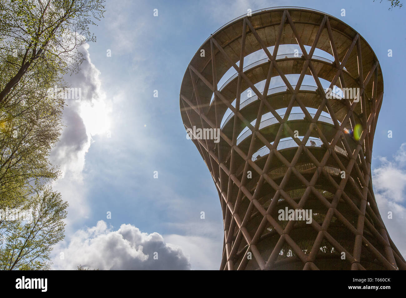 Denmark, Haslev - April 28, 2019. The 45 meter high spectacular spiral ...