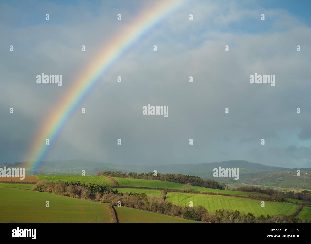 Rainbow over Dorset countryside Stock Photo - Alamy