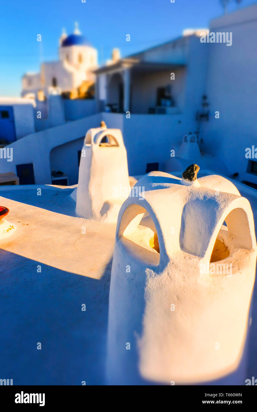 Flat roof with traditional chimney Stock Photo - Alamy