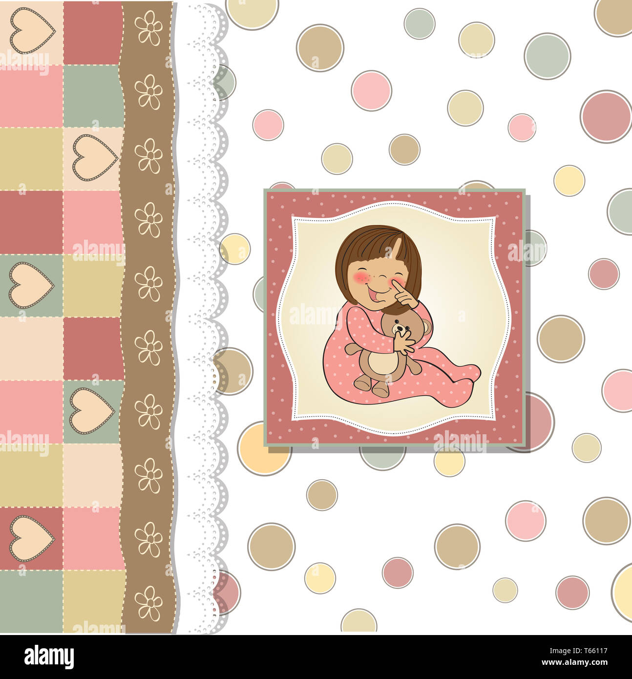 little baby girl play with her teddy bear toy Stock Photo - Alamy
