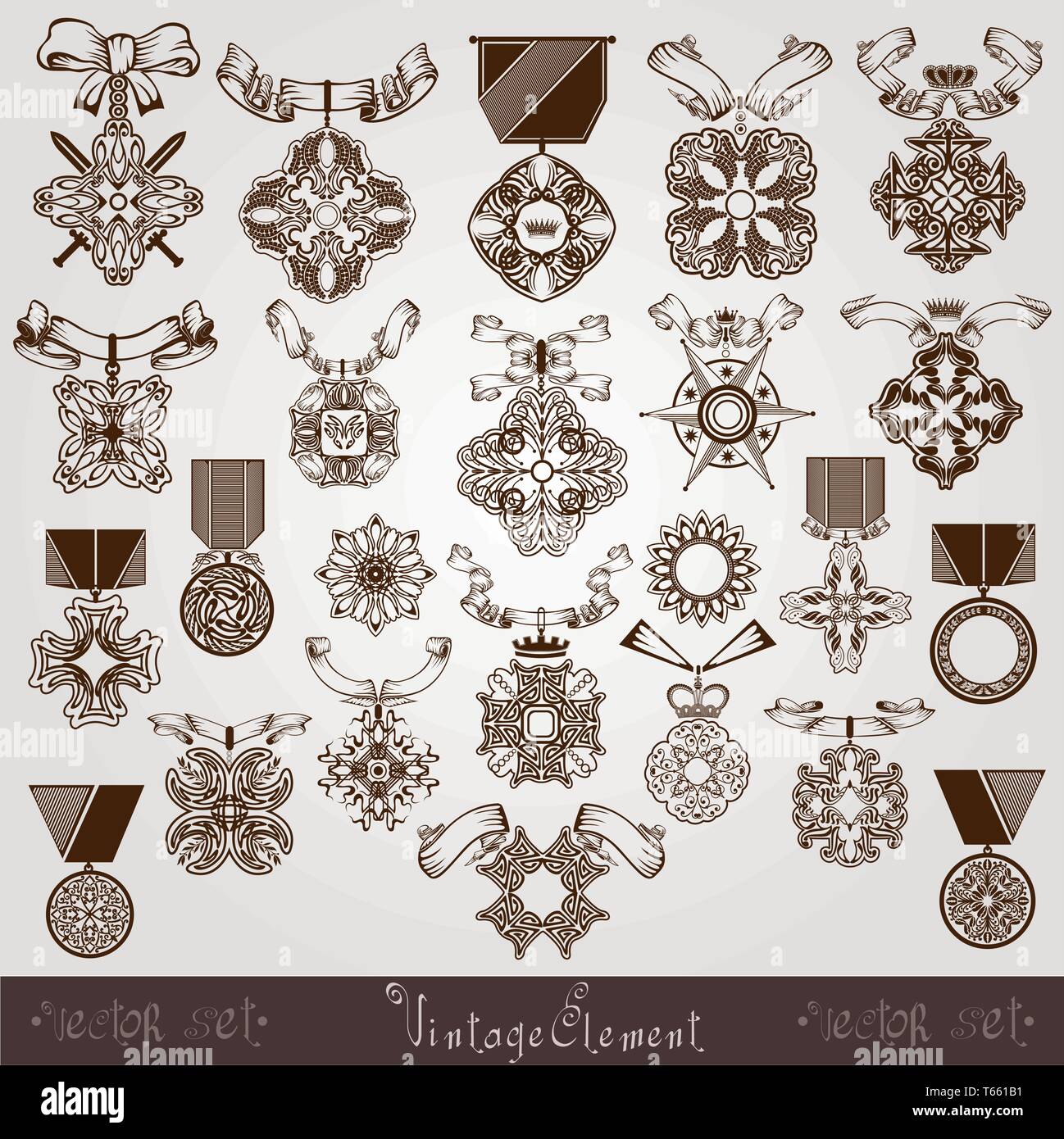 set of abstract reward, medals frames and elements on white Stock ...