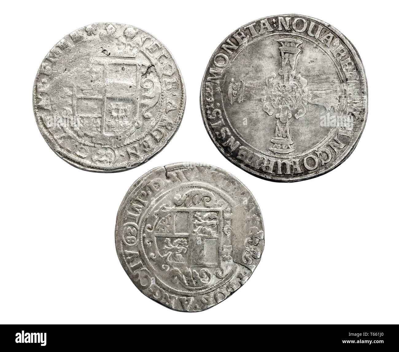 Antique silver coins thalers, middle ages Stock Photo - Alamy
