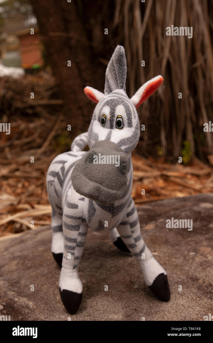 Fluffy children's toy, zoo animal in garden settings to look like they ...