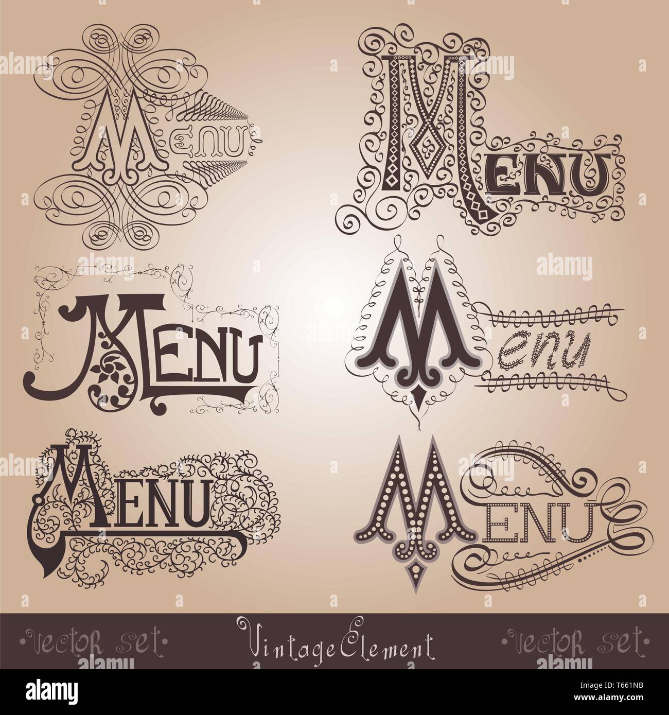 set of text menu in retro style with pattern Stock Vector Image & Art ...