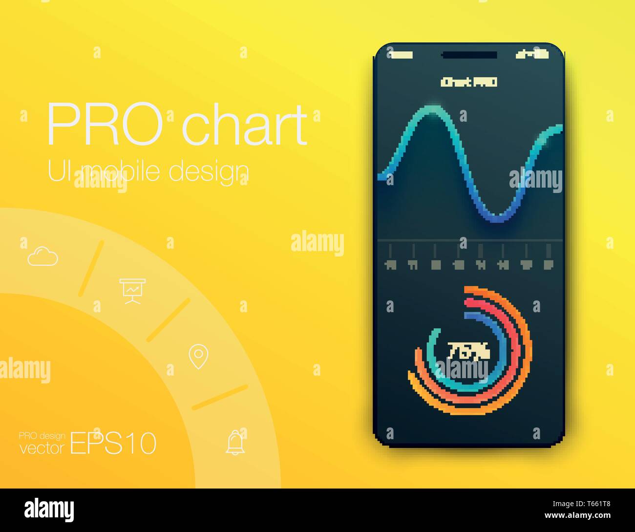 User interface with infographics with charts and graphs in flat design ...