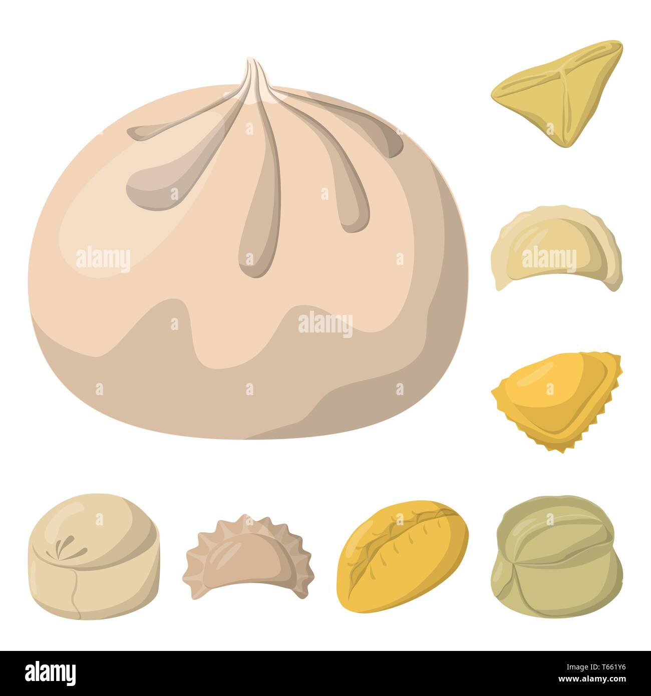 Vector illustration of dumplings and food icon. Set of dumplings and ...