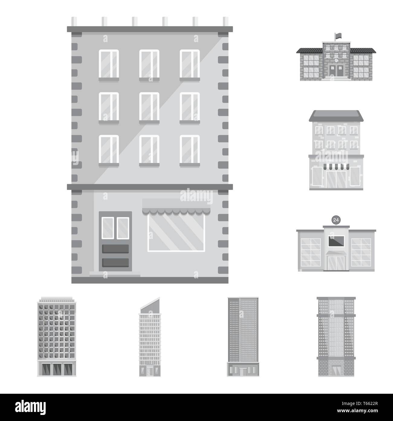 Vector illustration of construction and city icon. Set of construction ...