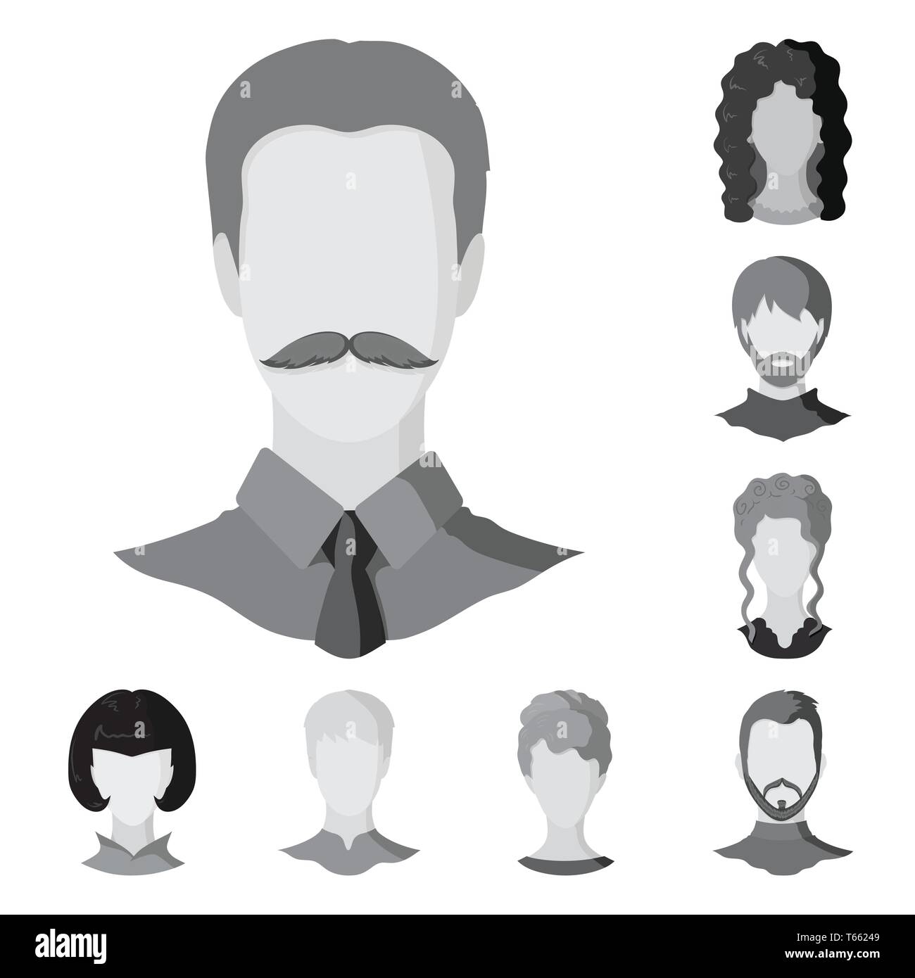 Vector design of character and profile symbol. Collection of character ...
