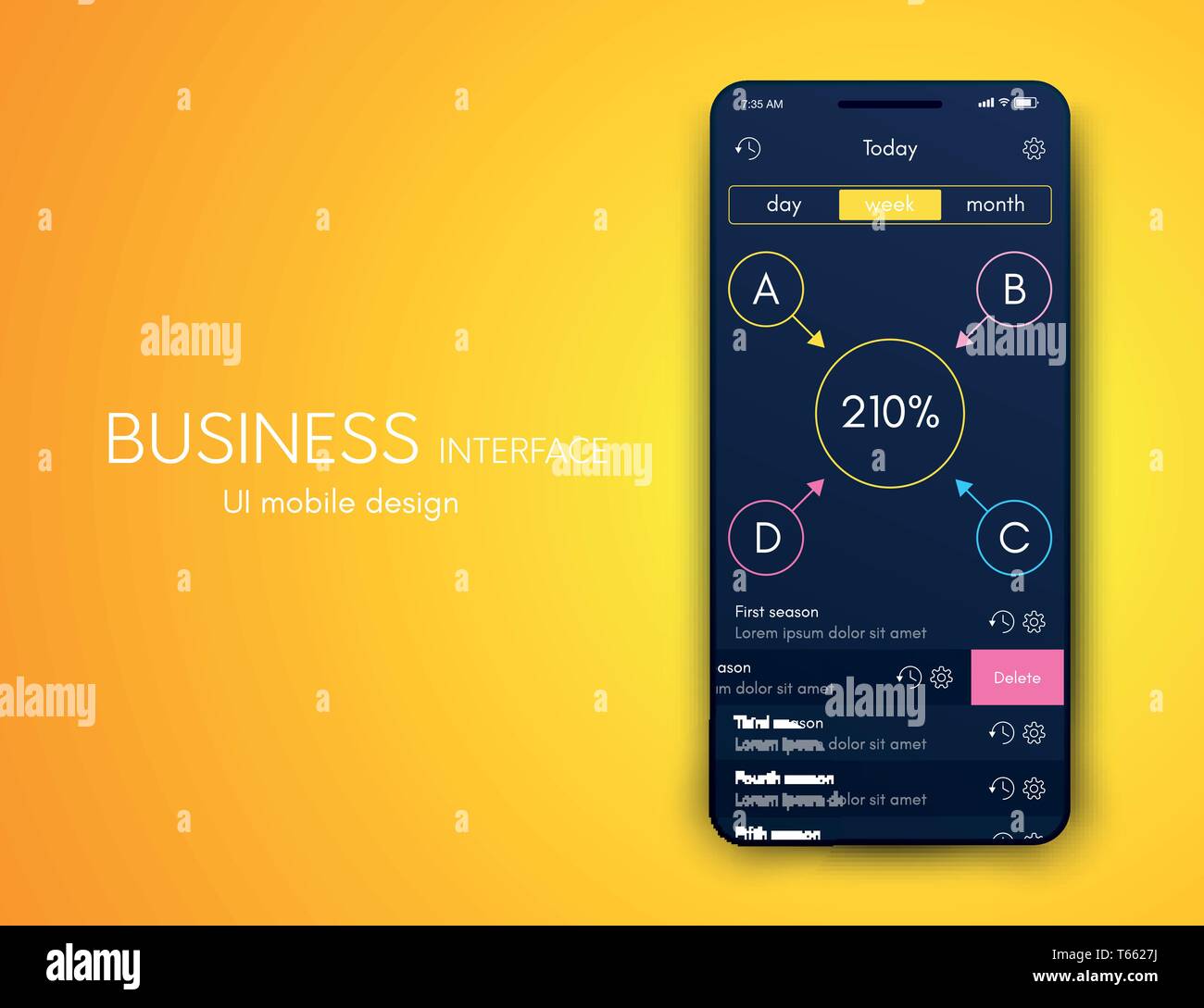 User interface with infographics with charts and graphs in flat design ...