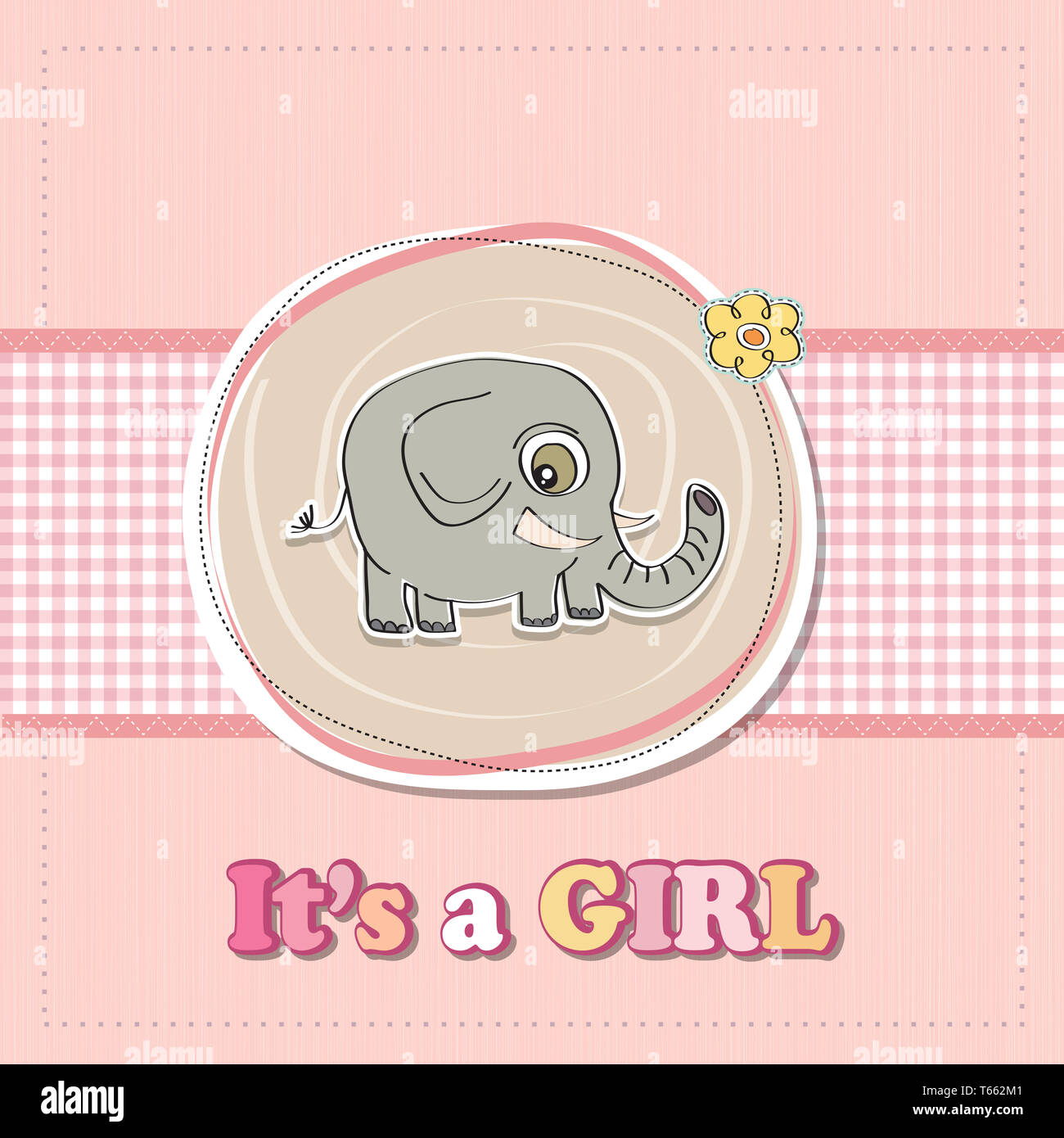 romantic baby girl announcement card Stock Photo - Alamy